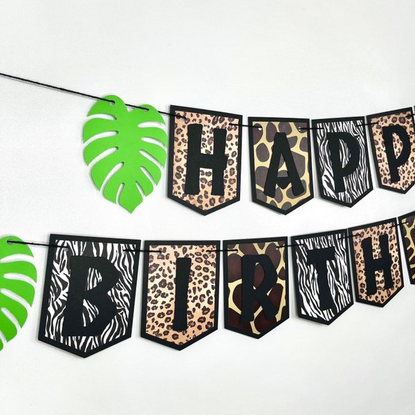 Happy Birthday Jungle Banner - Etsy