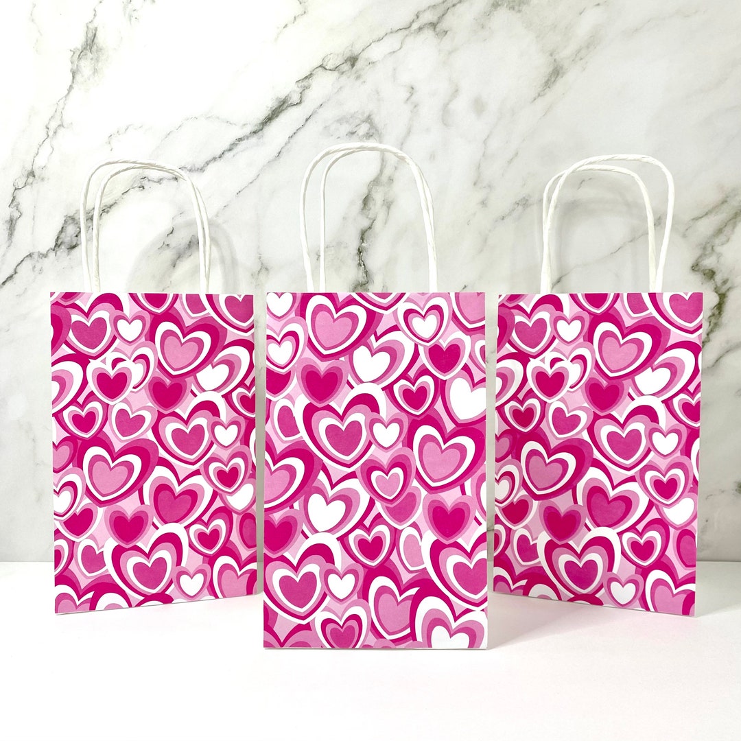 Pink Hearts Favor Bag, Valentines Day Goodie Bags, Galentines Gifts ...