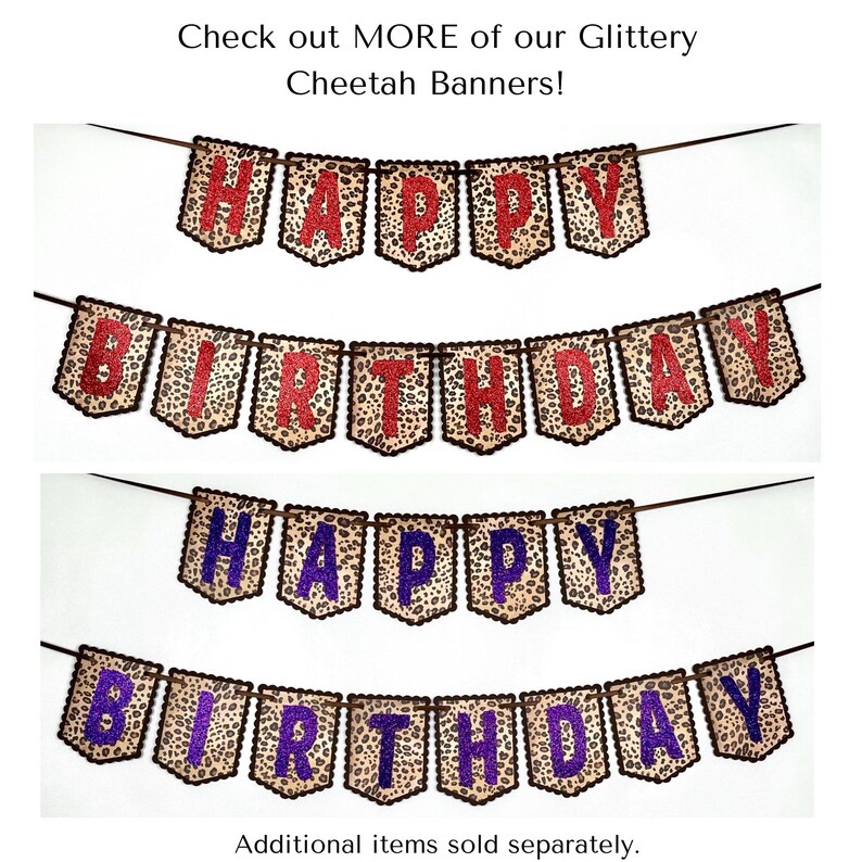Black Glitter Cheetah Birthday Banner Leopard Banner Cheetah - Etsy