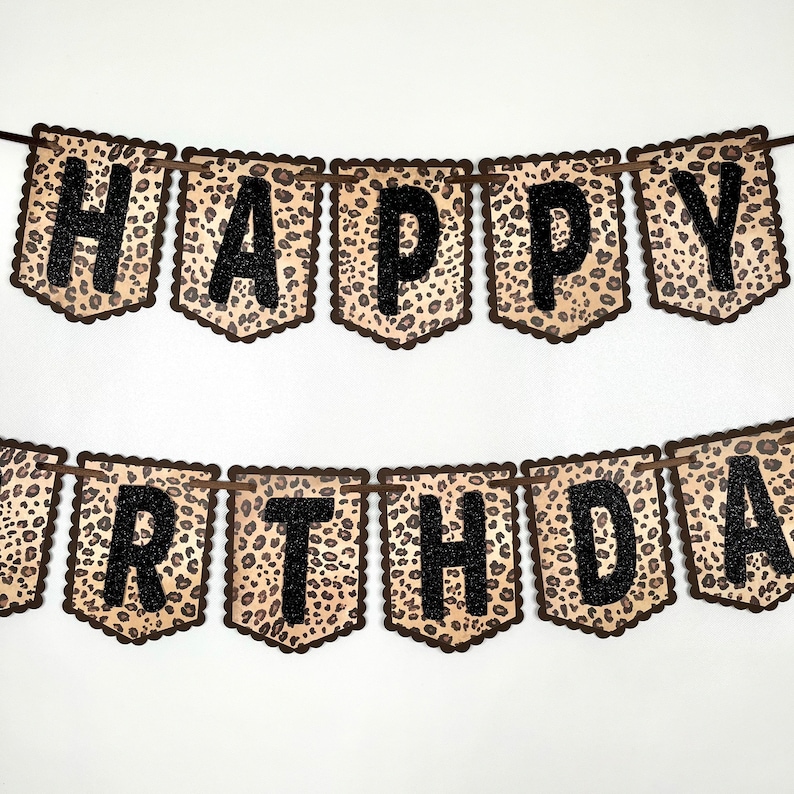 Black Glitter Cheetah Birthday Banner Leopard Banner Cheetah - Etsy