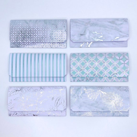 Foil Blue & Silver Money Envelopes REUSABLE Set of 6 Cash | Etsy