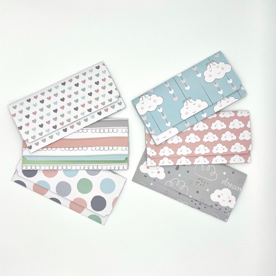 Baby Shower Money Envelopes: Handmade Cardstock Gift Set of 6 With ...
