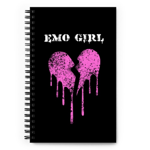Emo Girl Spiral Notebook 5.5 X 8.5 Black and | Etsy