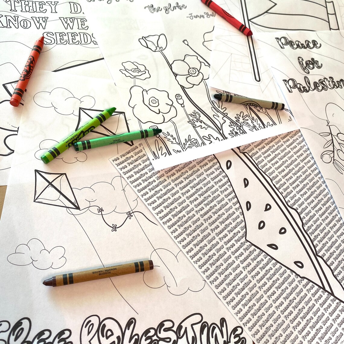 Free Palestine / Gaza Digital Printable Coloring Page Set - Proceeds ...