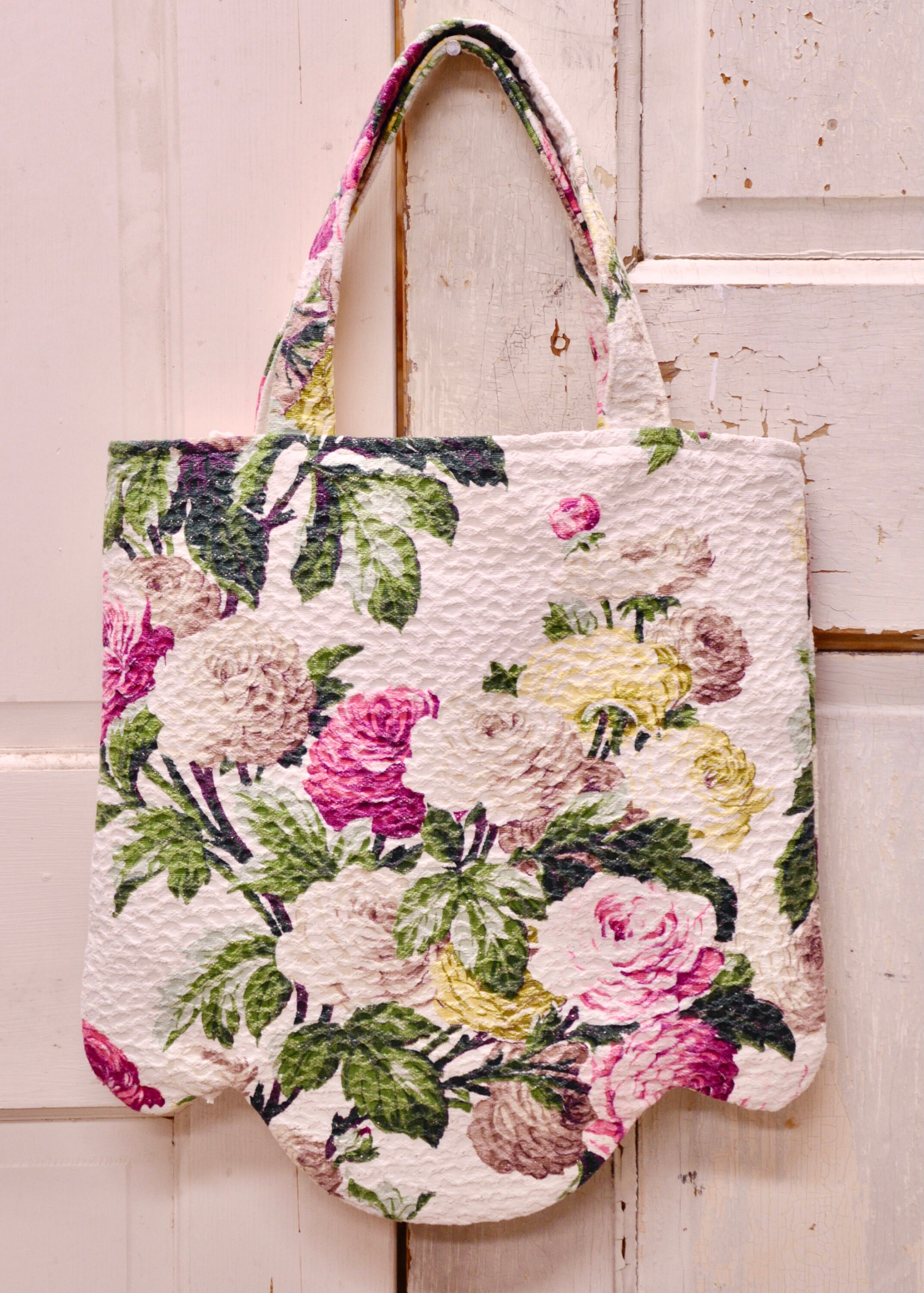 Pink Shabby Chic Handbag Made From Vintage Pink Floral Curtain - Etsy