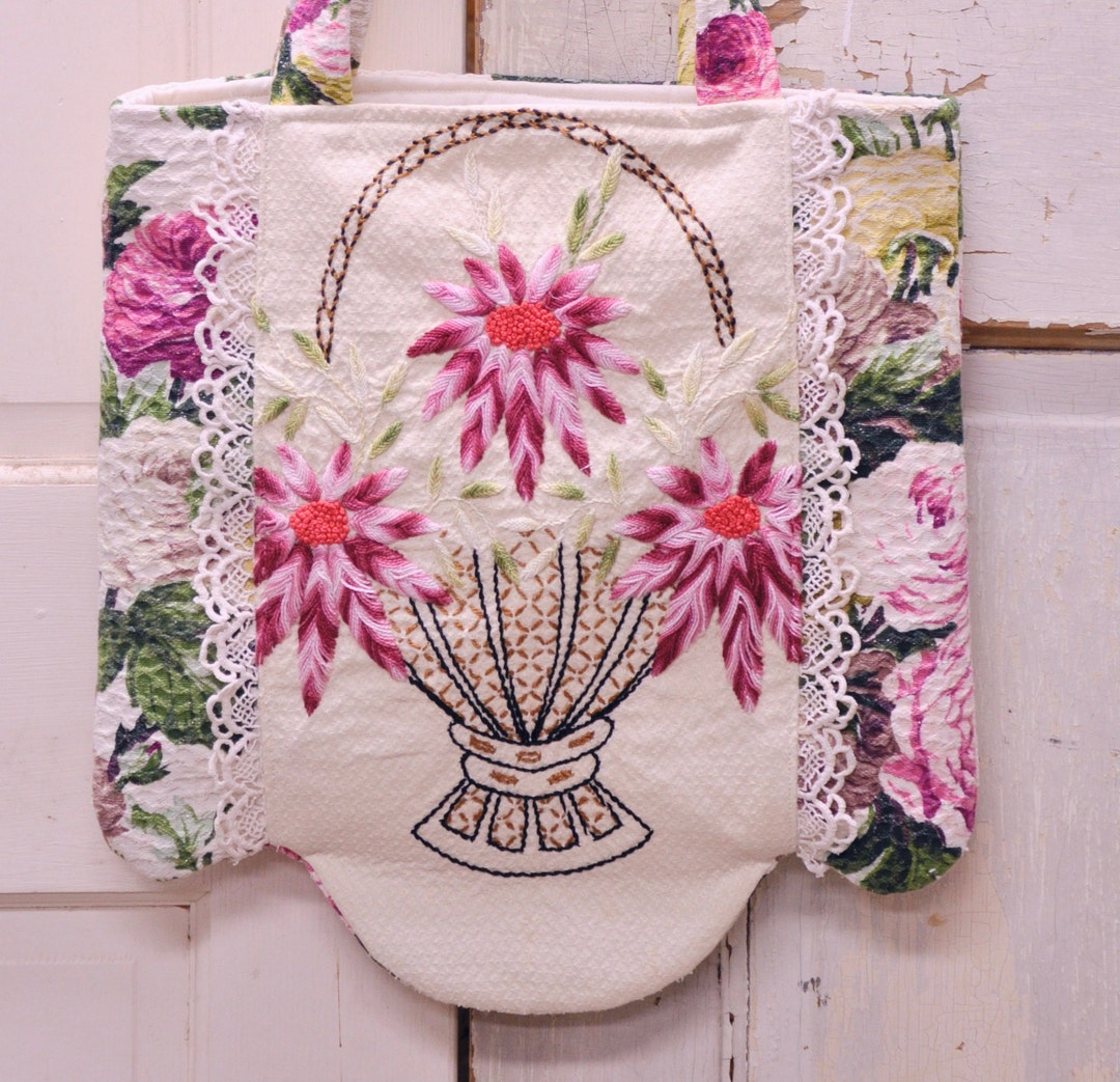 Pink Shabby Chic Handbag Made From Vintage Pink Floral Curtain - Etsy
