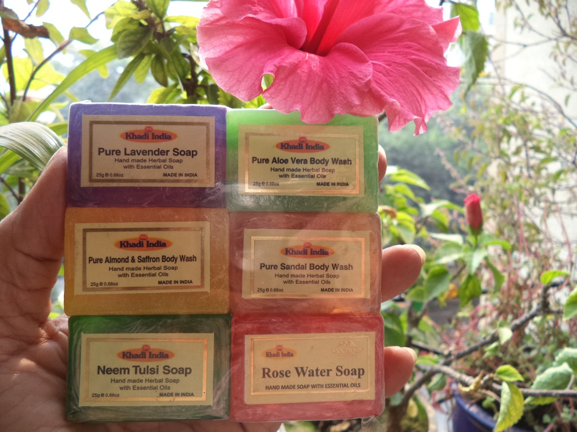 Set of 6 Mini Hand Made Soaps Khadi India Body Wash Gift for Her ...