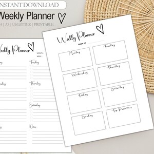 Weekly Planner Printable, Seven Day Planner, Instant Download, A4, A5 ...
