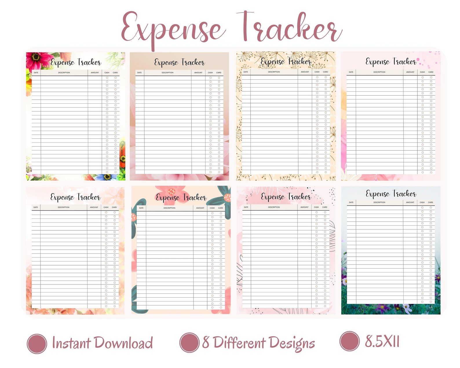 Expense Tracker Printable Floral Bundle - Etsy