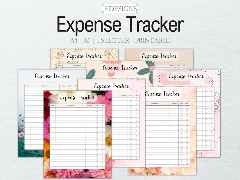 Expense Tracker Printable Floral Bundle, Instant Download for Budget ...