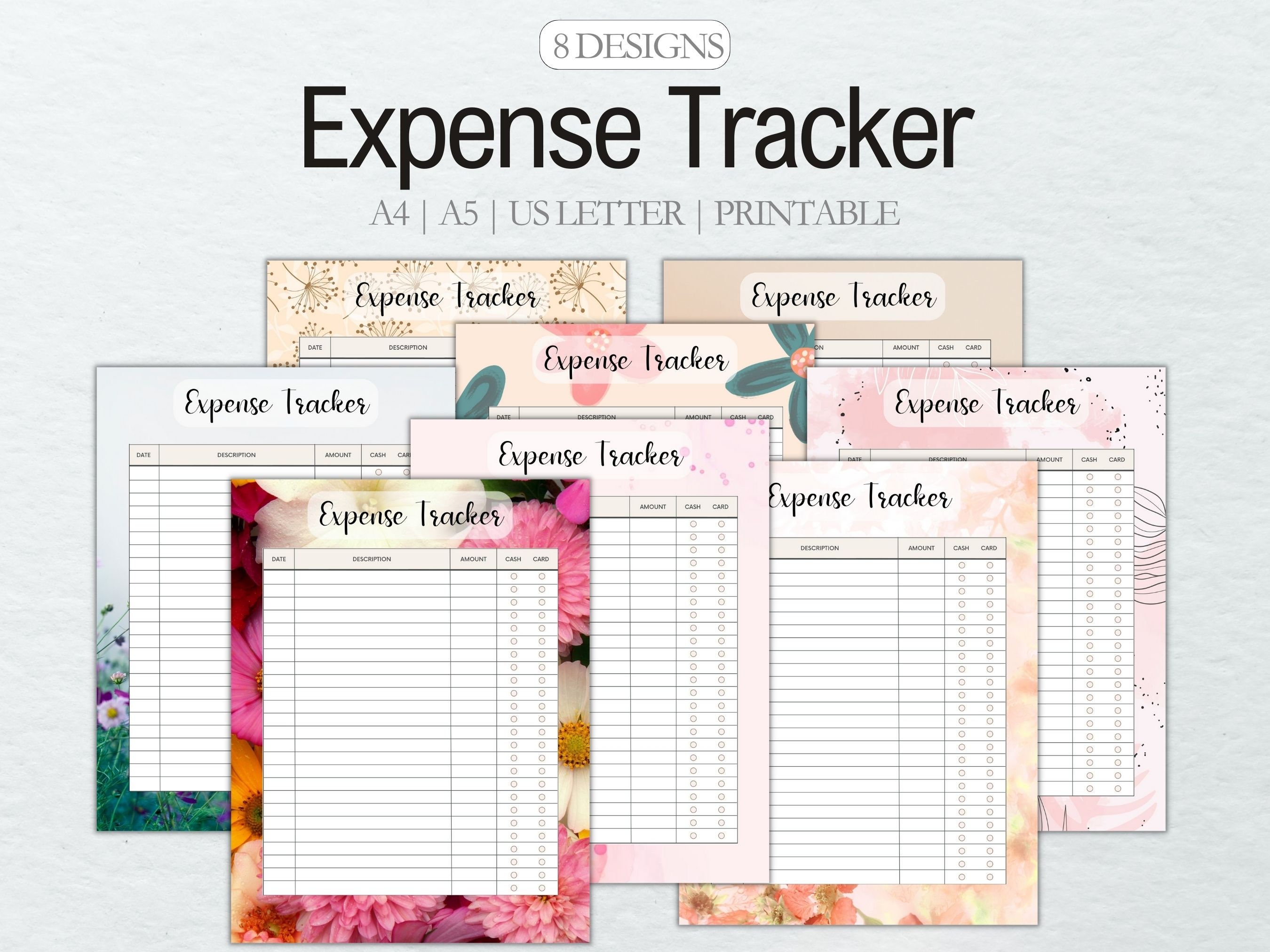 Expense Tracker Printable Floral Bundle, Instant Download for Budget ...
