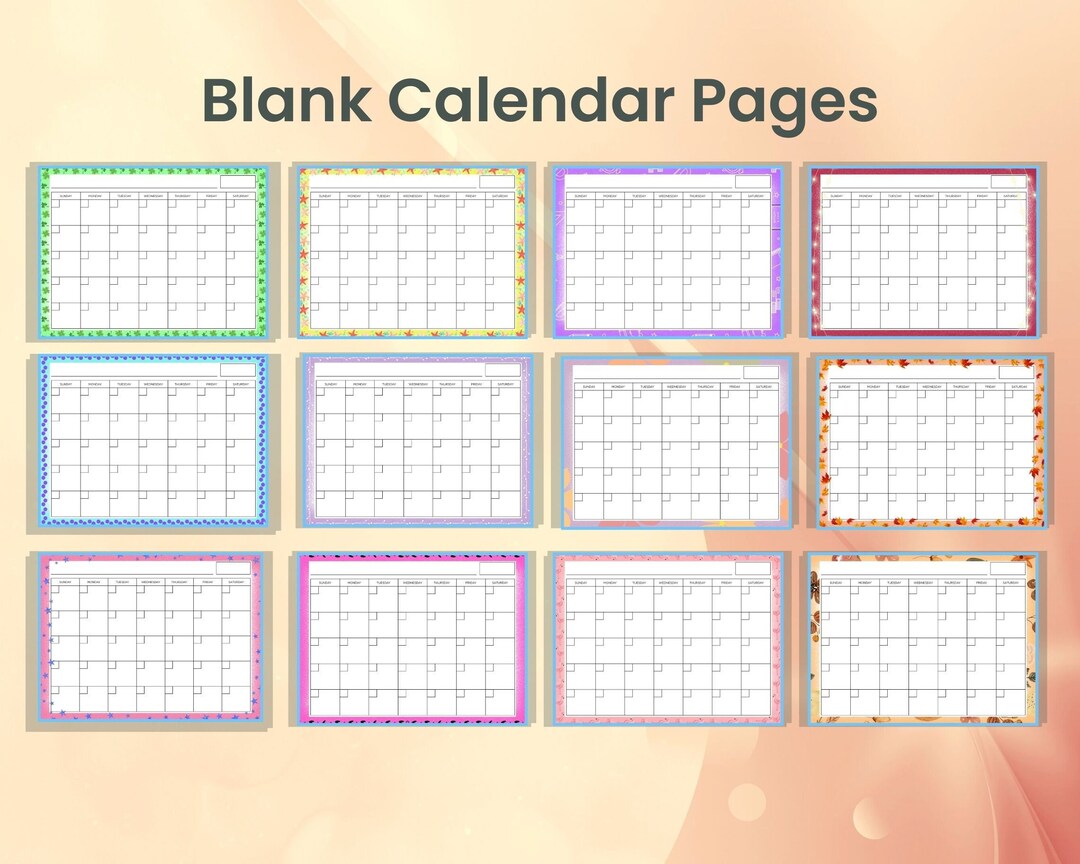 Themed Colorful Monthly Calendar Pages for Planning Homeschool Home ...