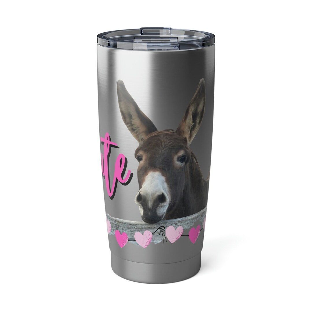 Cute Donkey on a Steel 20oz Travlel Tumbler , Farm Animal Coffee Cup ...