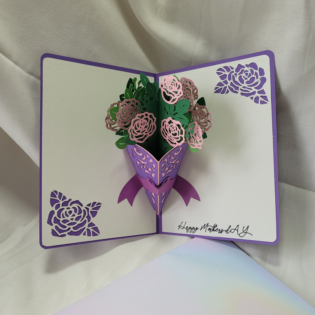 Flower Bouquet Pop-up Card Ideal for Mothers Day - Etsy