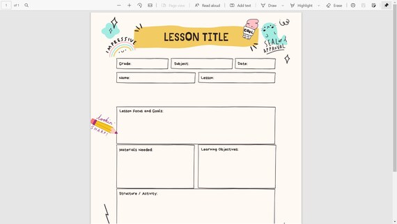 School Lesson Instructional Sheet - Etsy