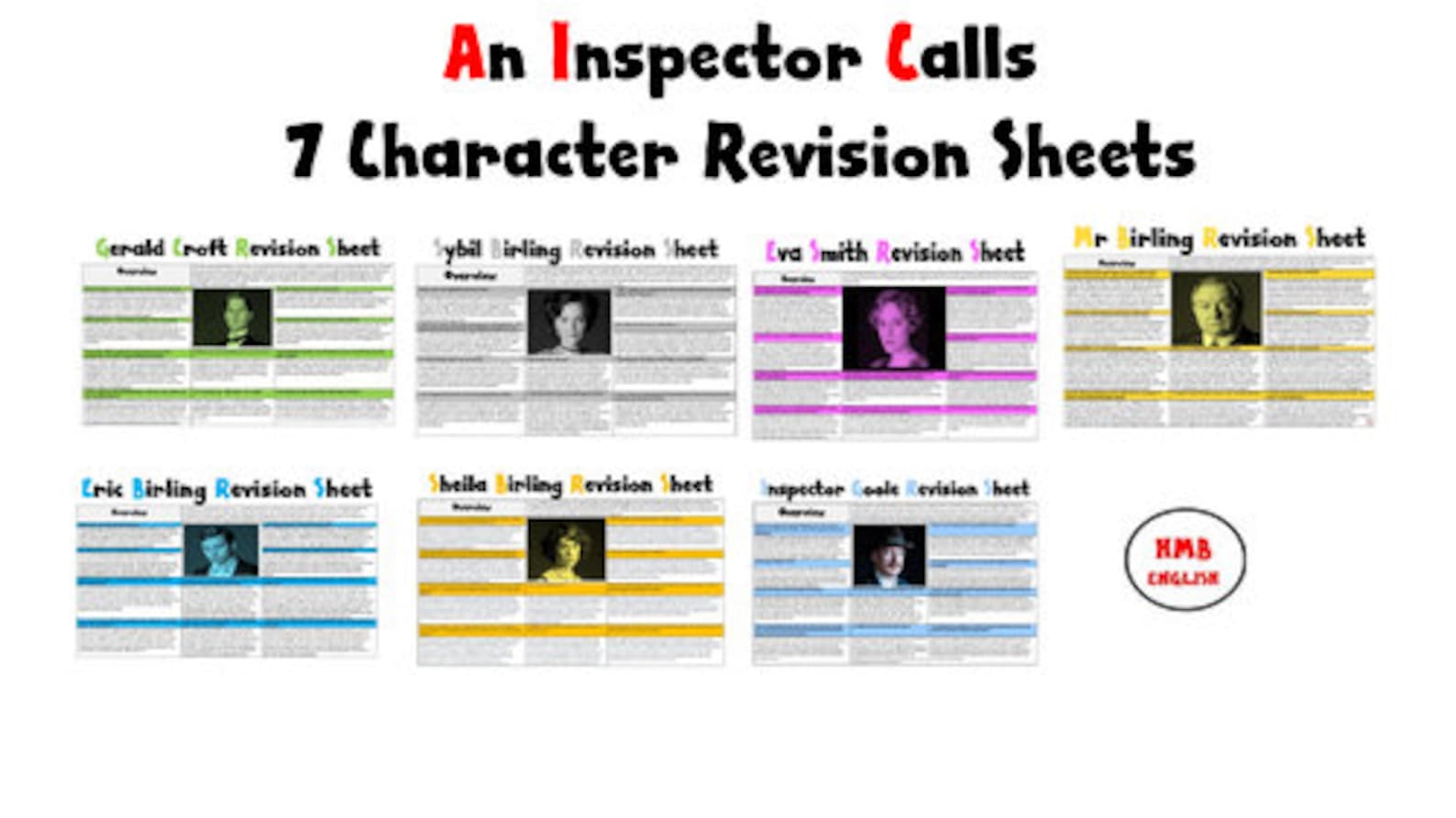 An Inspector Calls Character Revision Sheets - Etsy UK