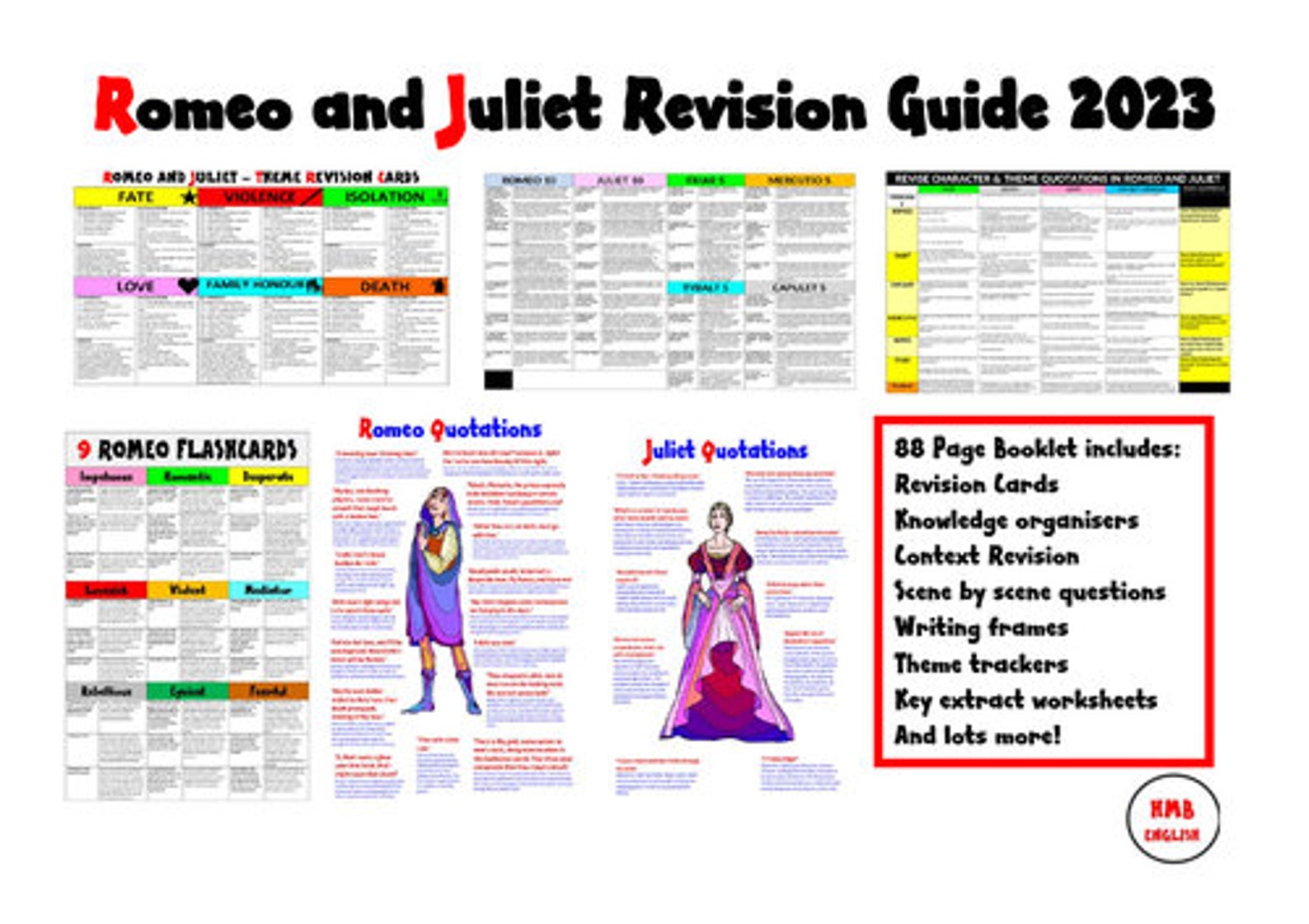 Romeo and Juliet GCSE Revision Resources - Etsy UK