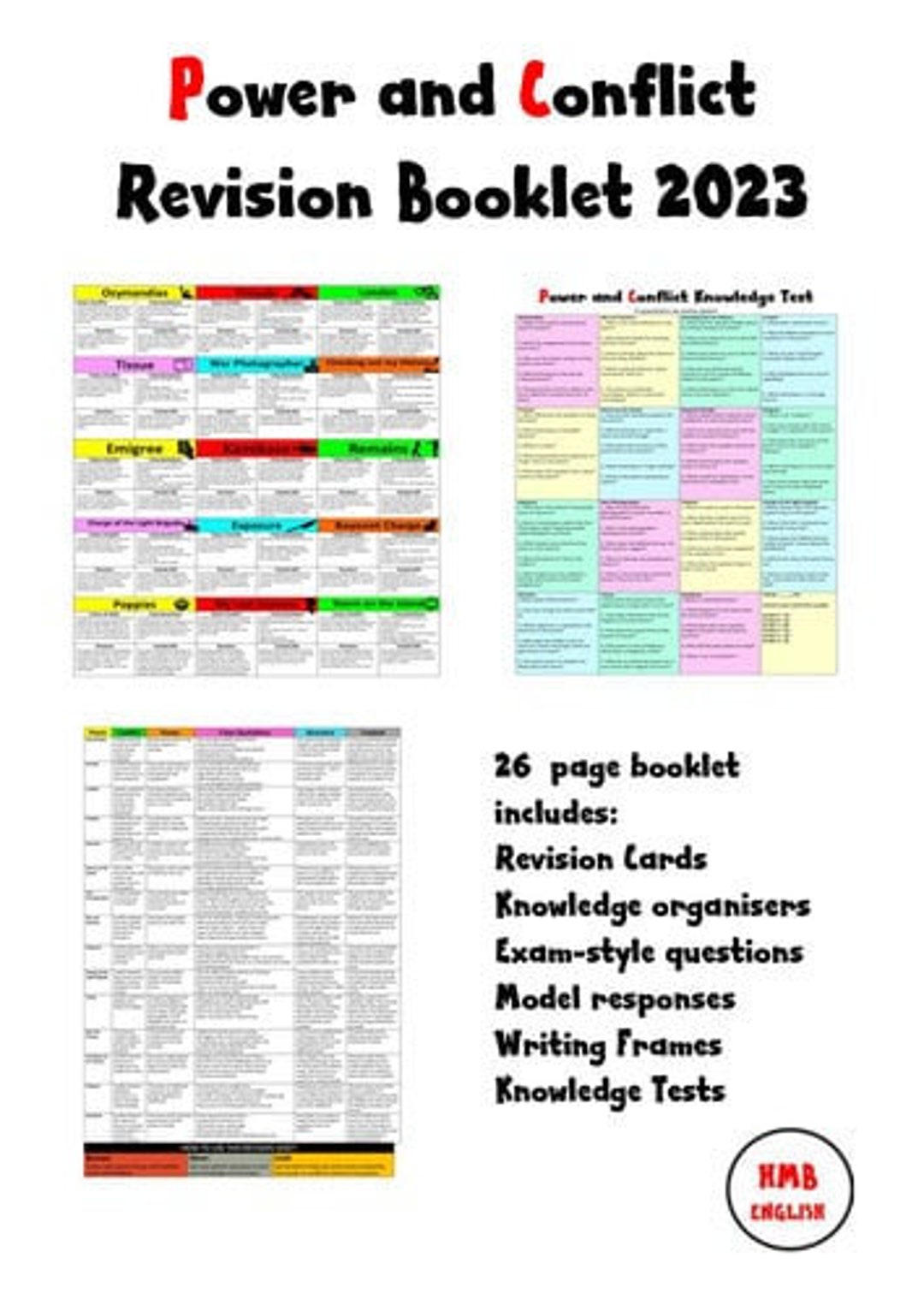 Power and Conflict GCSE Revision Booklet: AQA Lit Paper 2 (PDF) - Etsy
