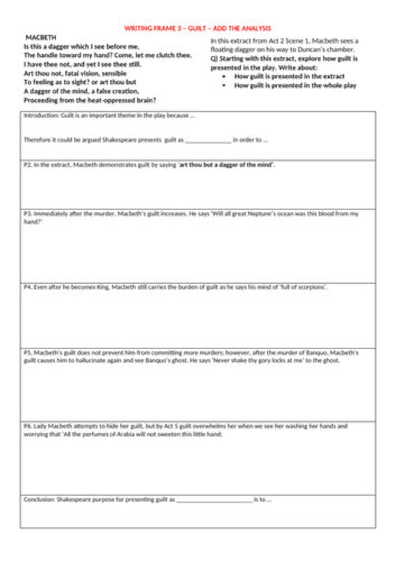 Macbeth: How to Structure Exam Responses - Etsy