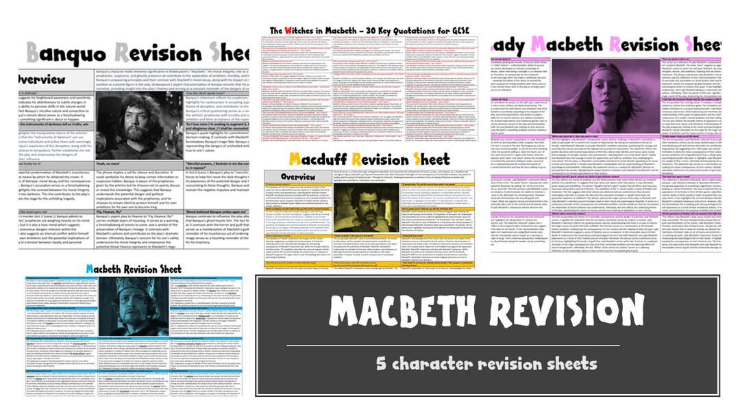 Macbeth Character Revision - Etsy