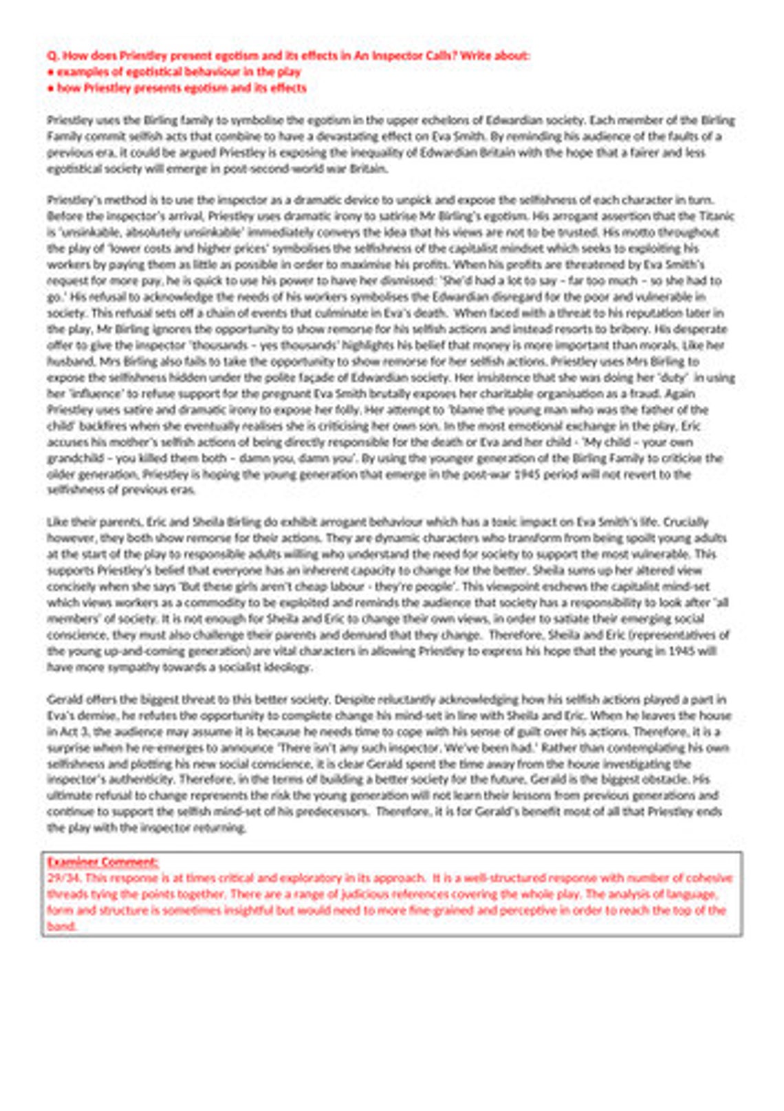 An Inspector Calls 45 Page GCSE Revision Booklet - Etsy