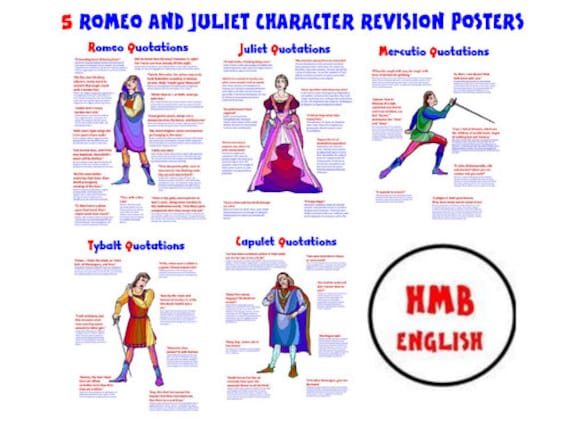 Romeo and Juliet Character Quotation Revision Posters | Etsy UK