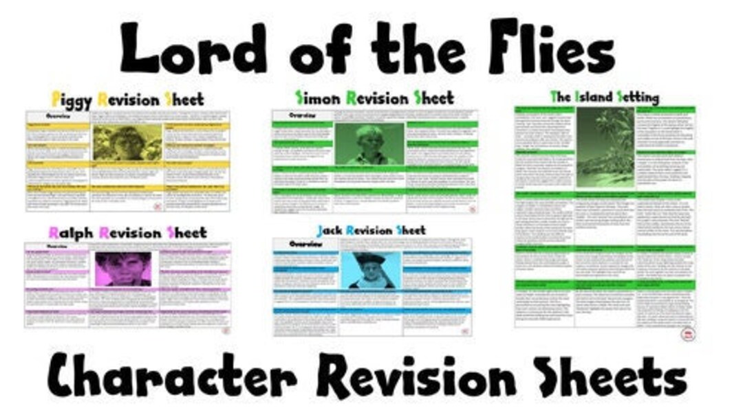 Lord of the Flies Character Revision Sheets - Etsy