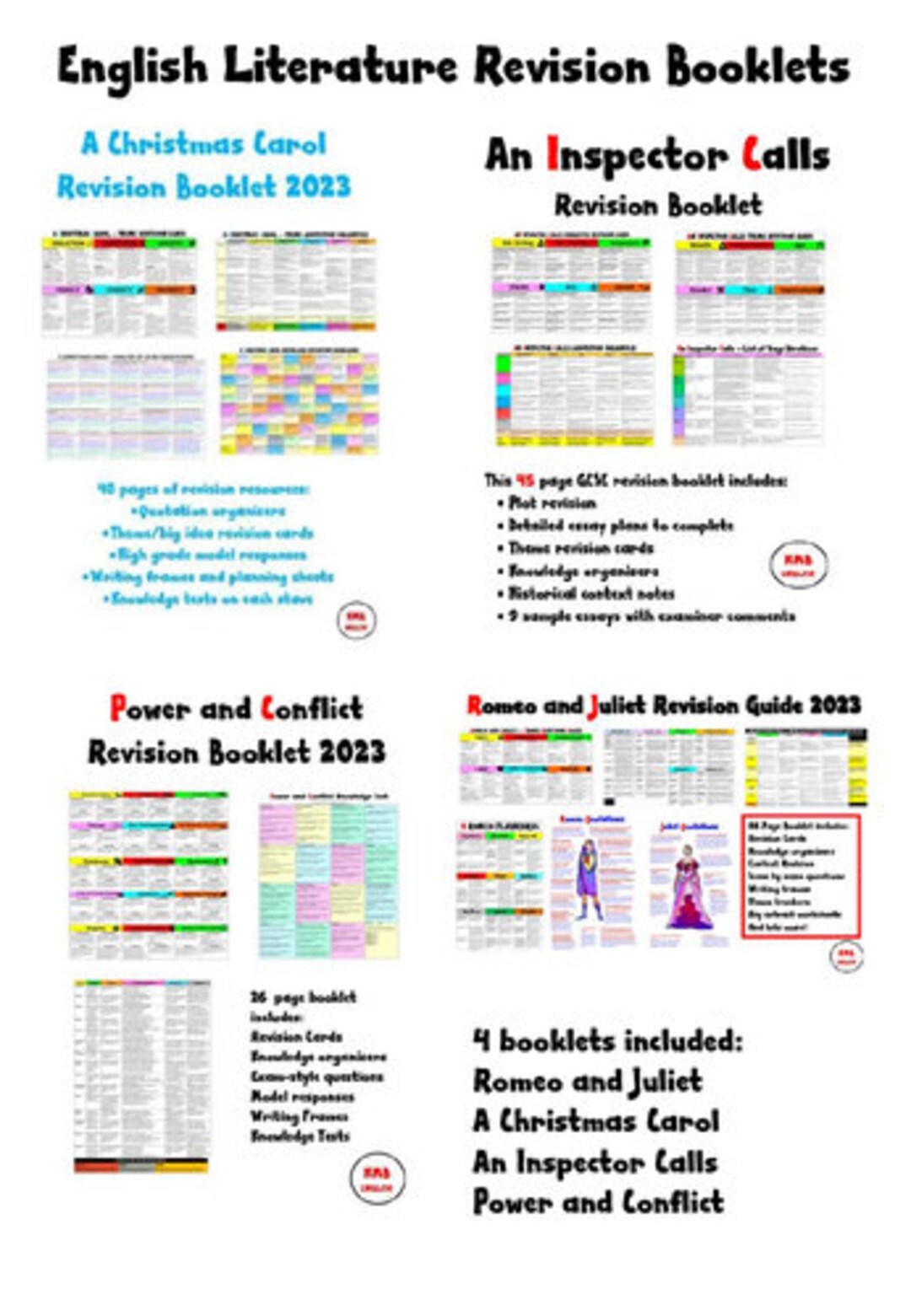 GCSE Literature Revision Guides Bundle (digital Download) - Etsy