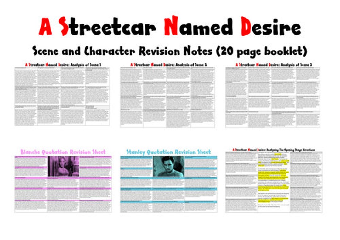 A Streetcar Named Desire A/A* Revision Notes. A 20 Page Booklet ...