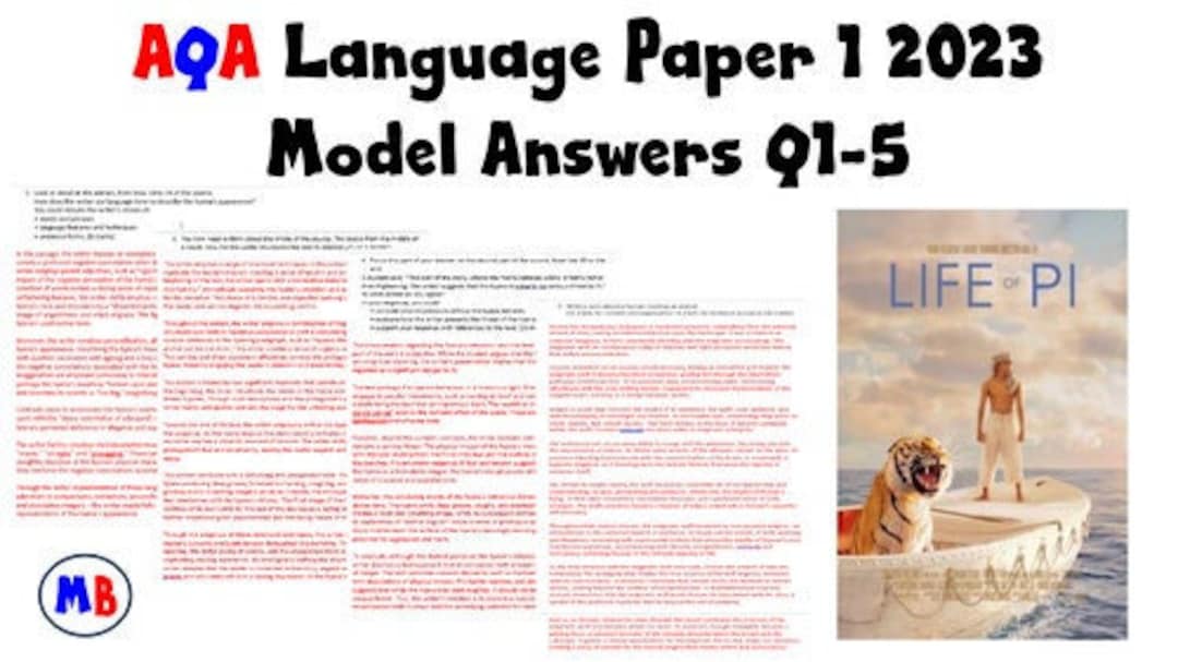 AQA English Language Paper 1 2023 Model Grade 9 Answers - Etsy