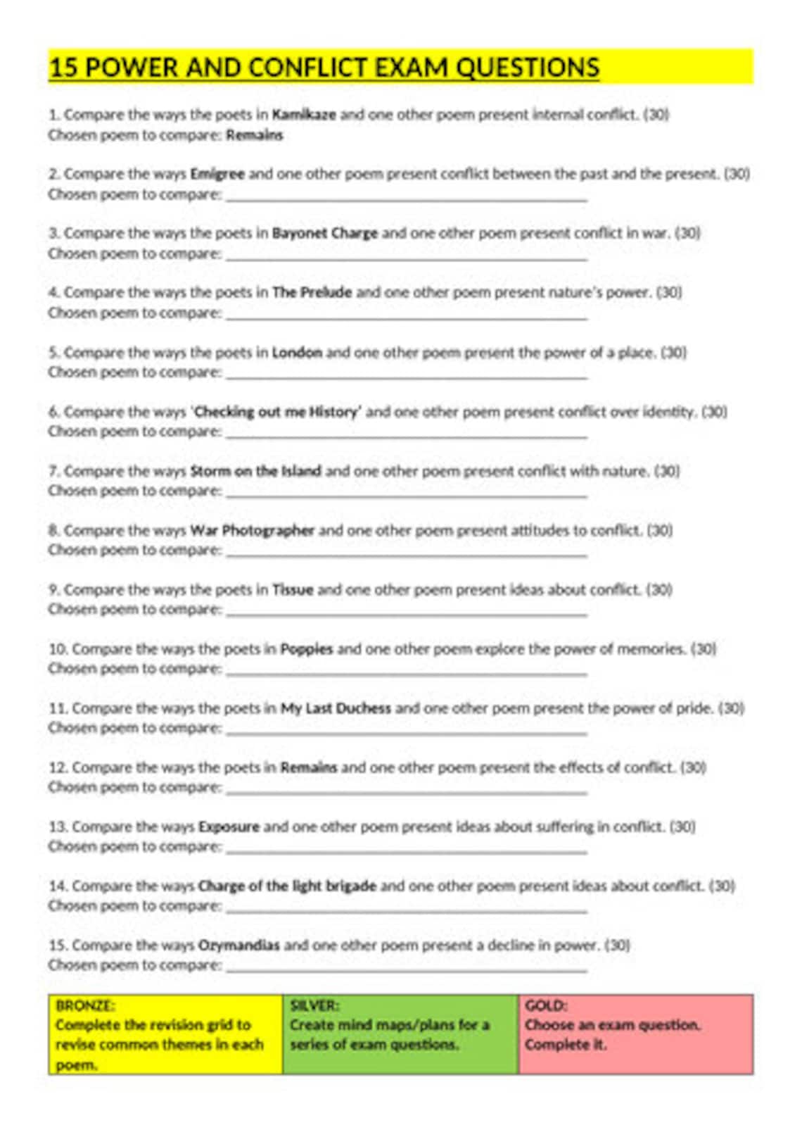 Power and Conflict GCSE Revision Resources - Etsy UK