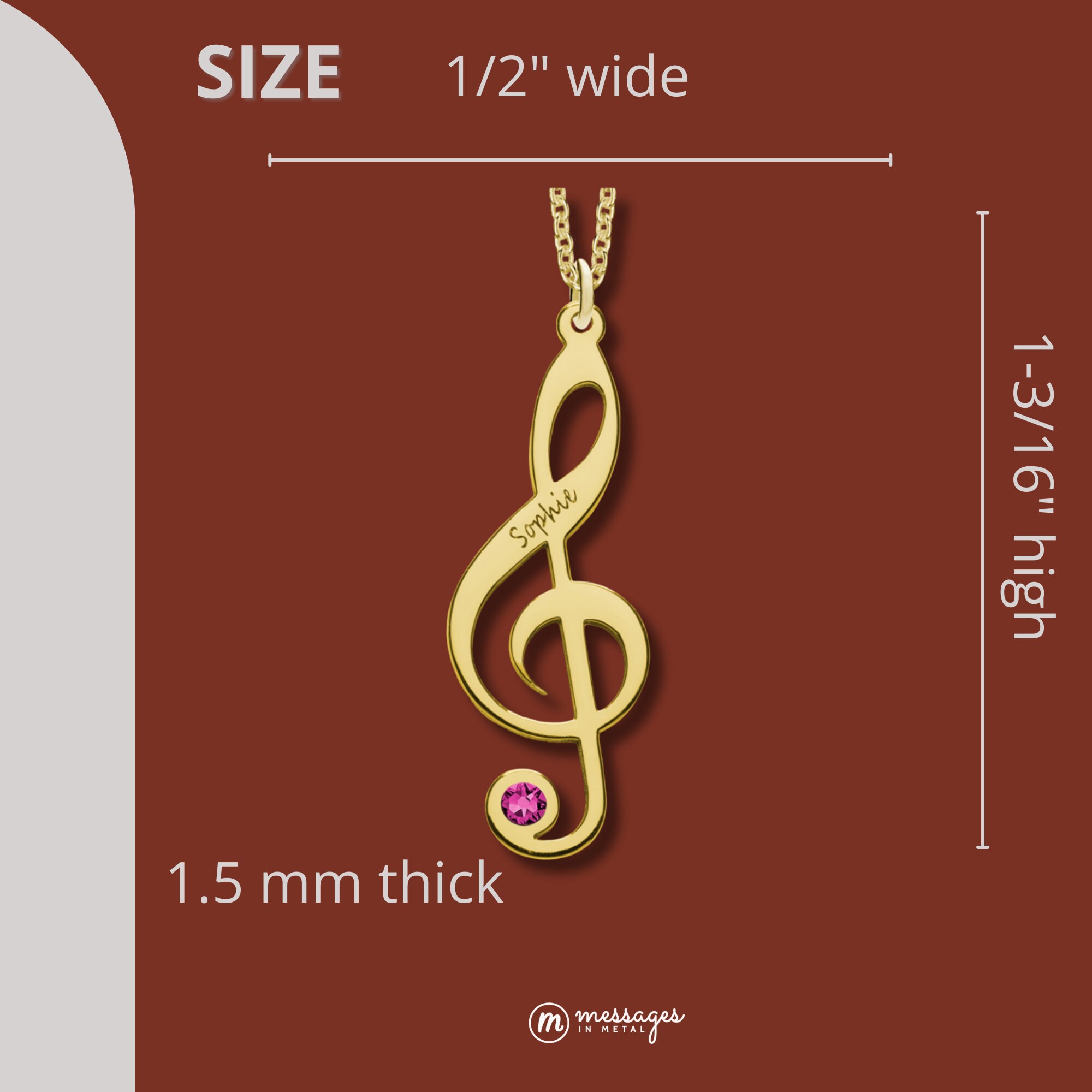 Custom Music Notes Gold Plated With Name Birthstone, Music Note Name ...