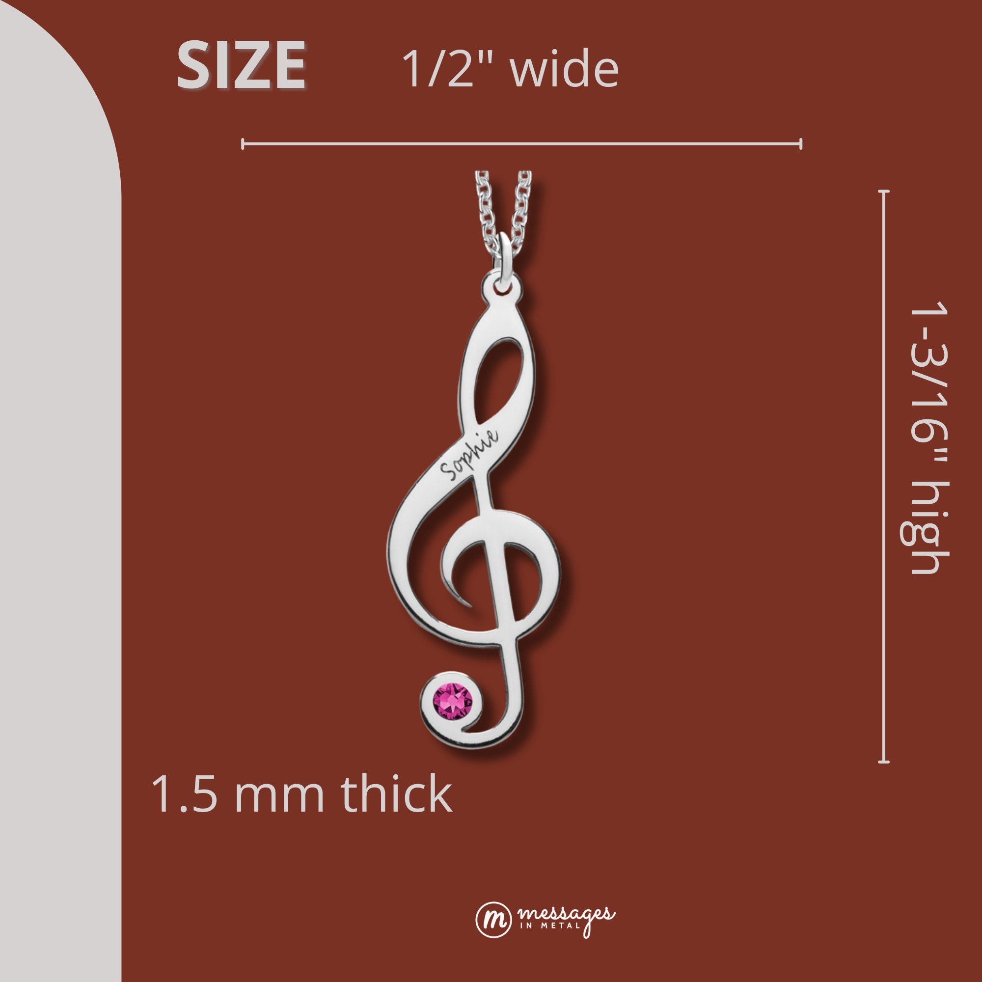 Custom Music Notes Silver With Name Birthstone, Music Note Name Pendant ...