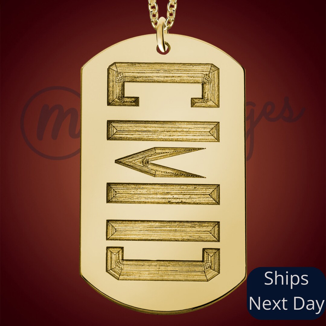 Monogram Necklace Gold Custom Dog Tag, Gold Plated Monogram Necklace ...