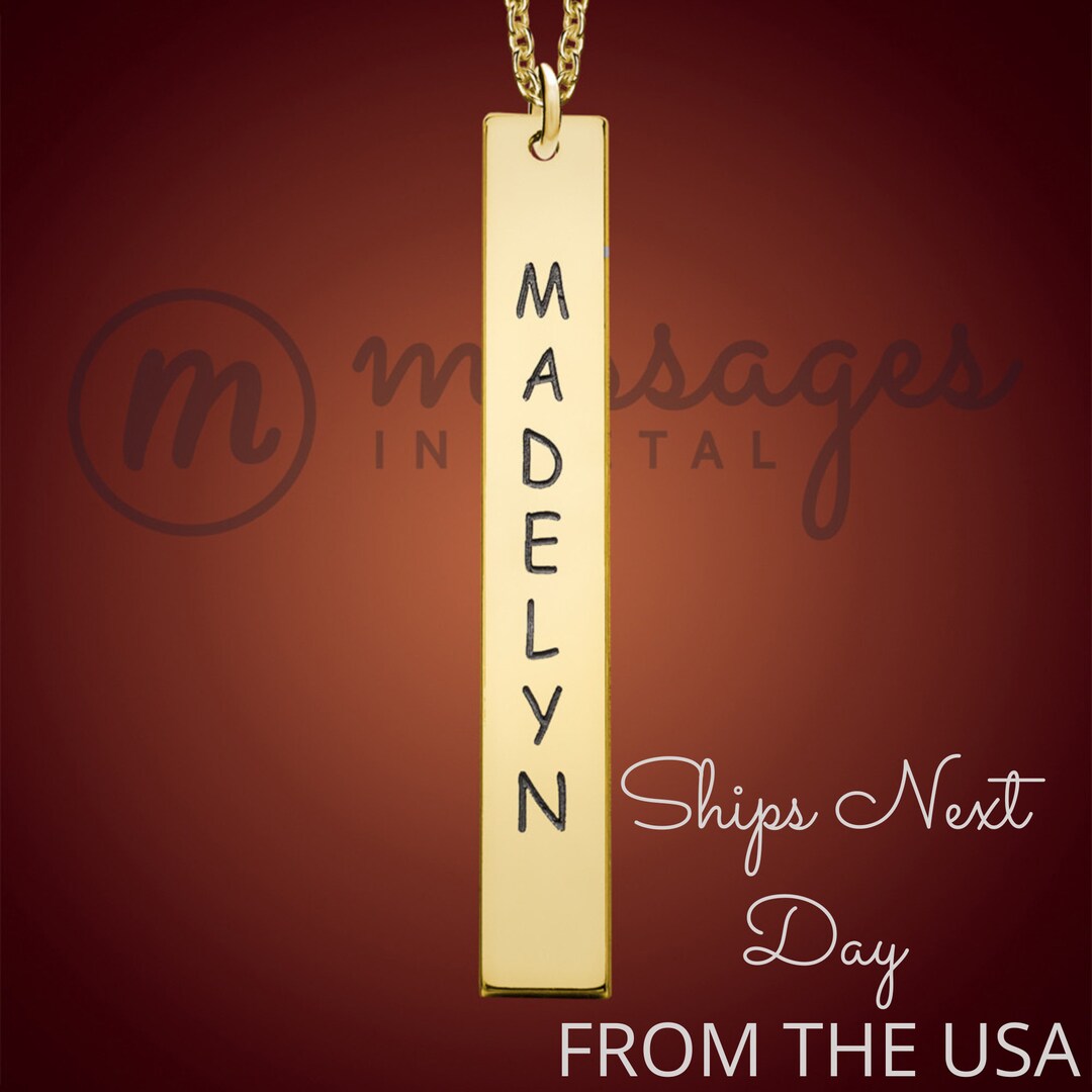 Gold Name Necklace Tag, Custom Gold Name Tag Necklace, Gold Plated Tag ...
