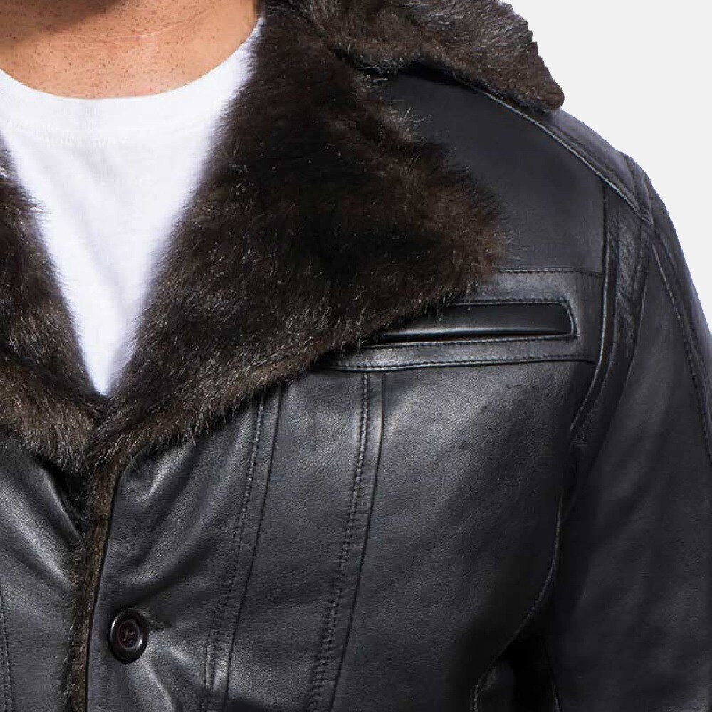 Furcliff Black Leather Coat Men Leather Fur Jacket - Etsy