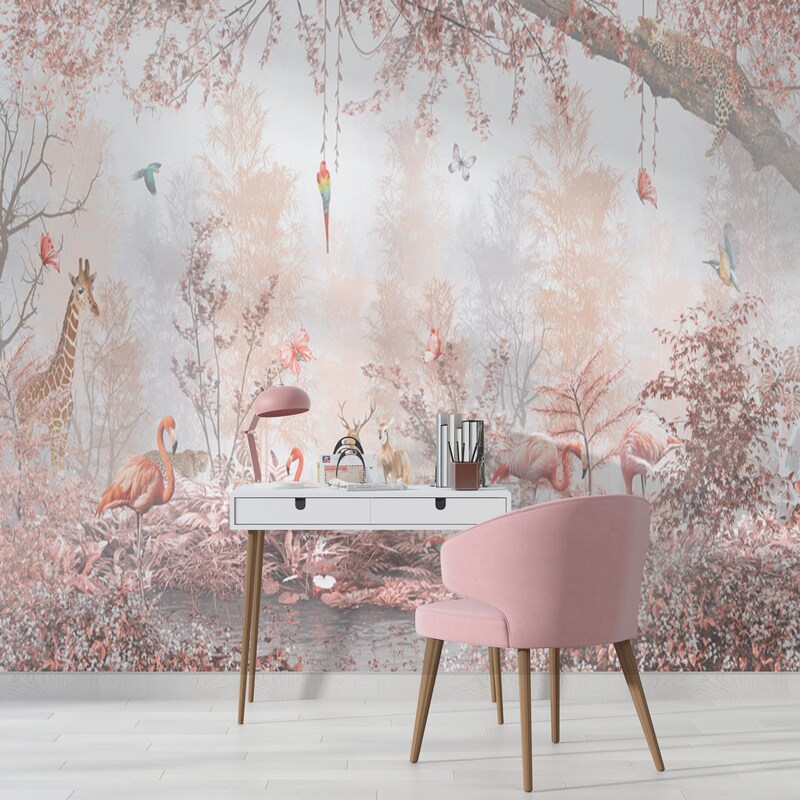 Safari Leaf Wallpaper - Etsy