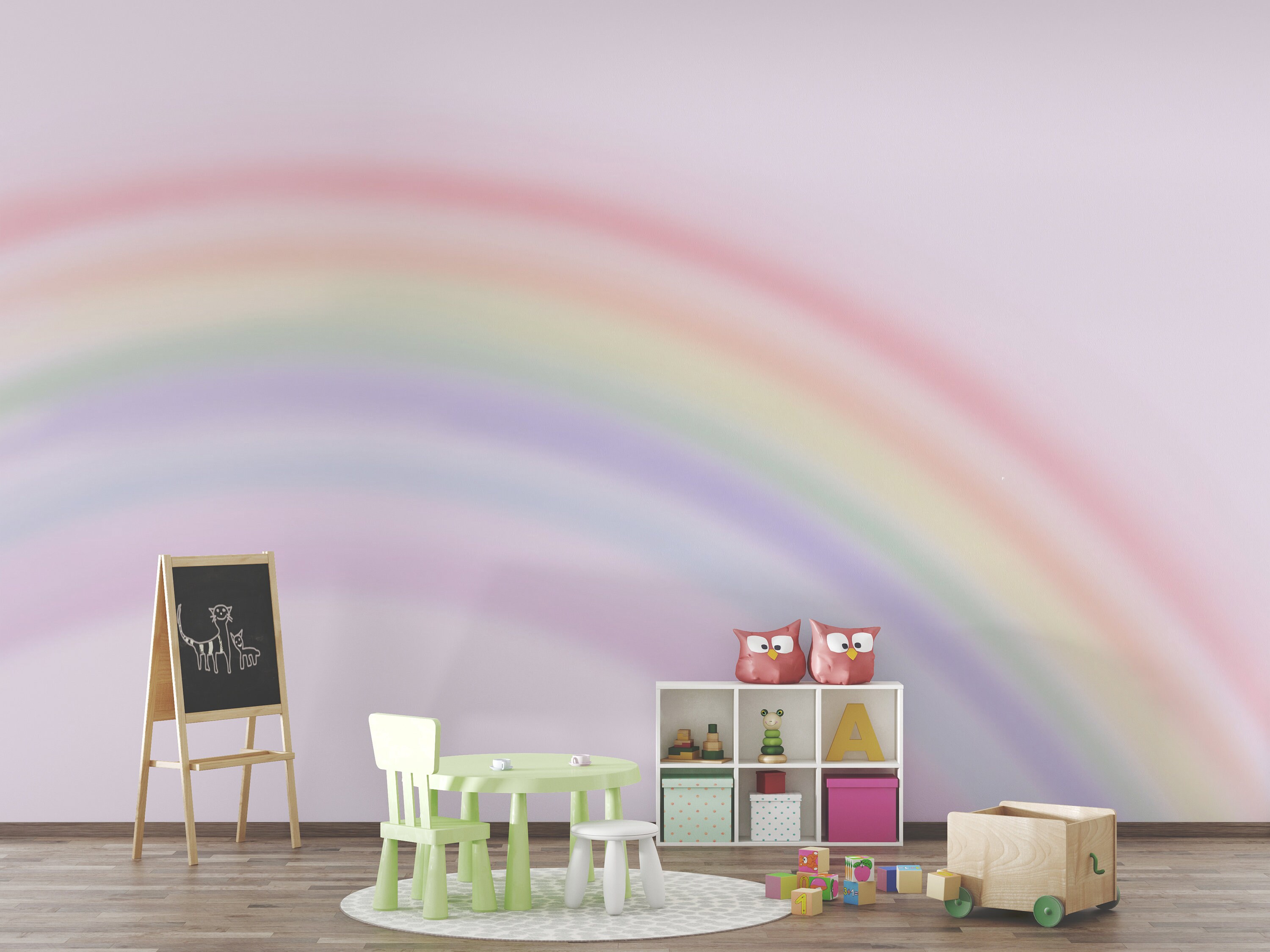 Soft Rainbow Wallpaper Kids Wall Mural Girls Nursey Wall Decor Pink ...