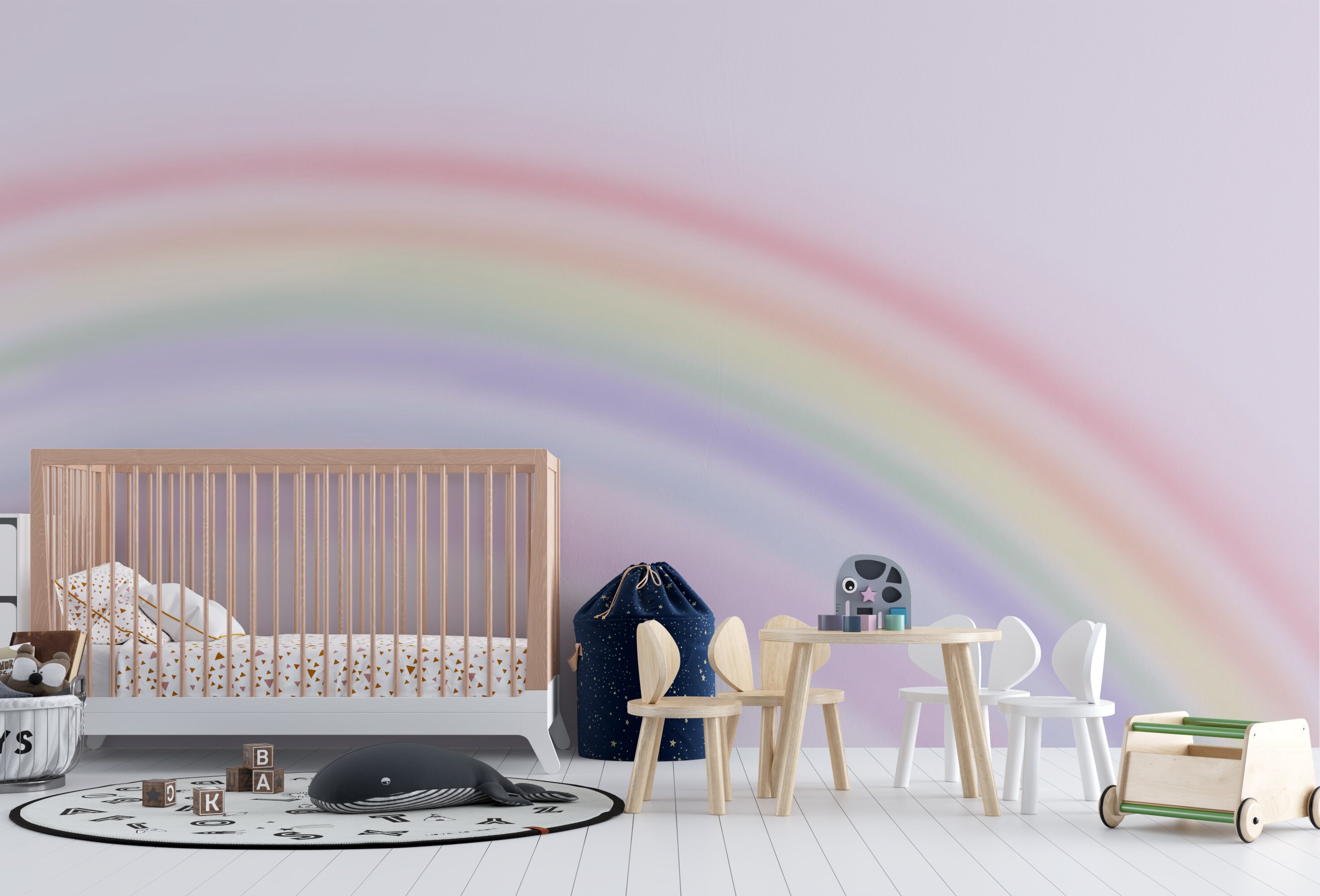 Soft Rainbow Wallpaper Kids Wall Mural Girls Nursey Wall Decor Pink ...