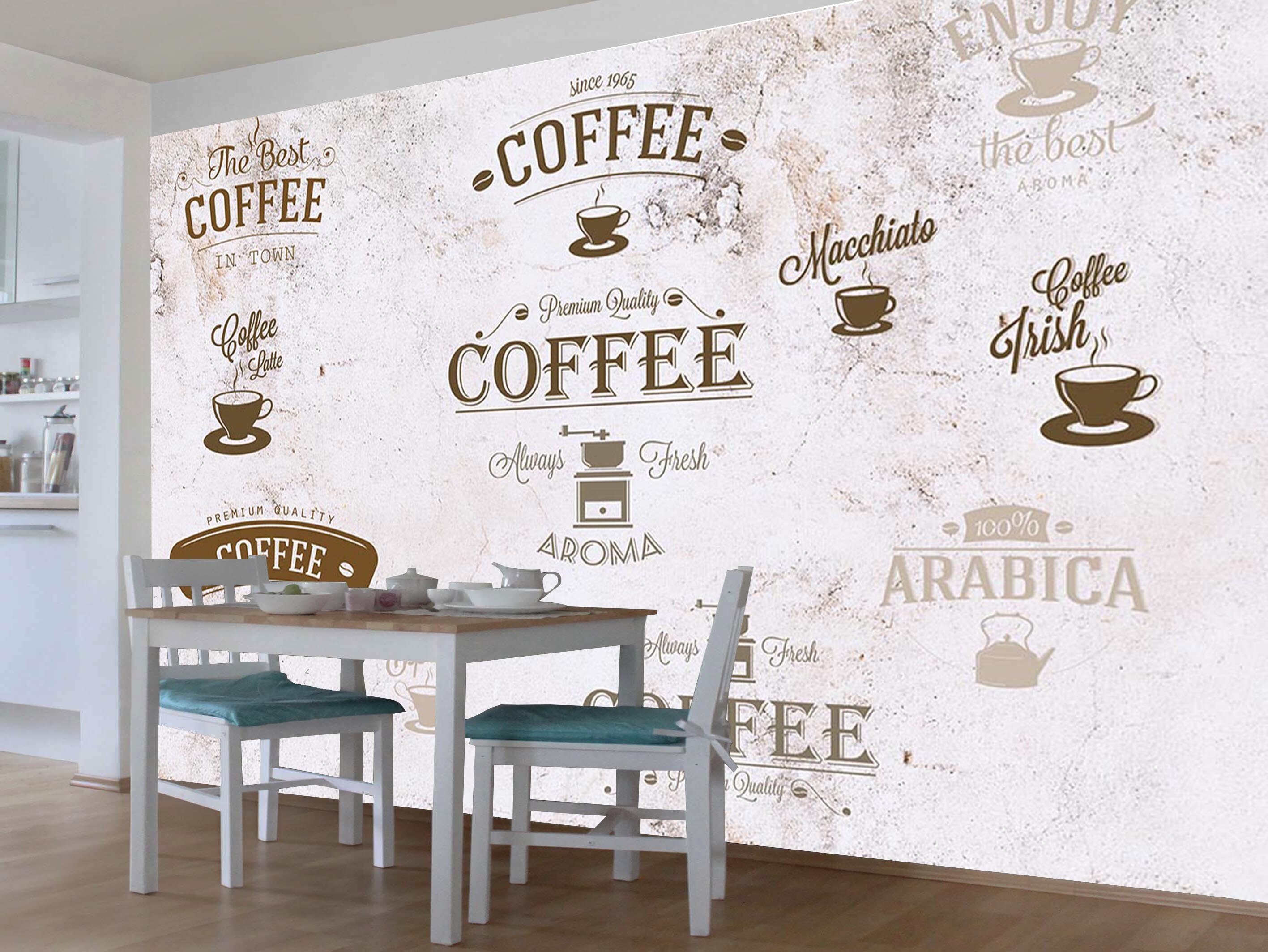 Cafe Coffee Lettering and Patterns on Concrete Floor Special Design ...