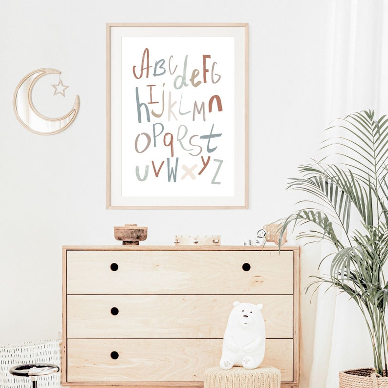 Multi-color Coral and Teal Alphabet Poster, Alphabet Print Instant ...