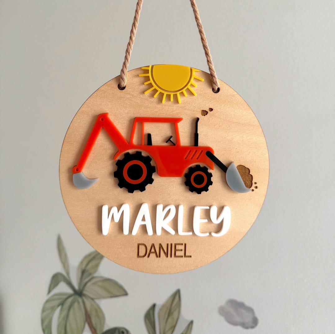 Construction Digger Room Sign | Personalised Digger Sign | Custom ...
