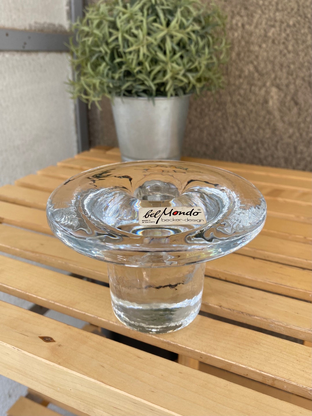 Vintage Belmondo Glass Candle Holder Becker-design 1980s Made in West ...