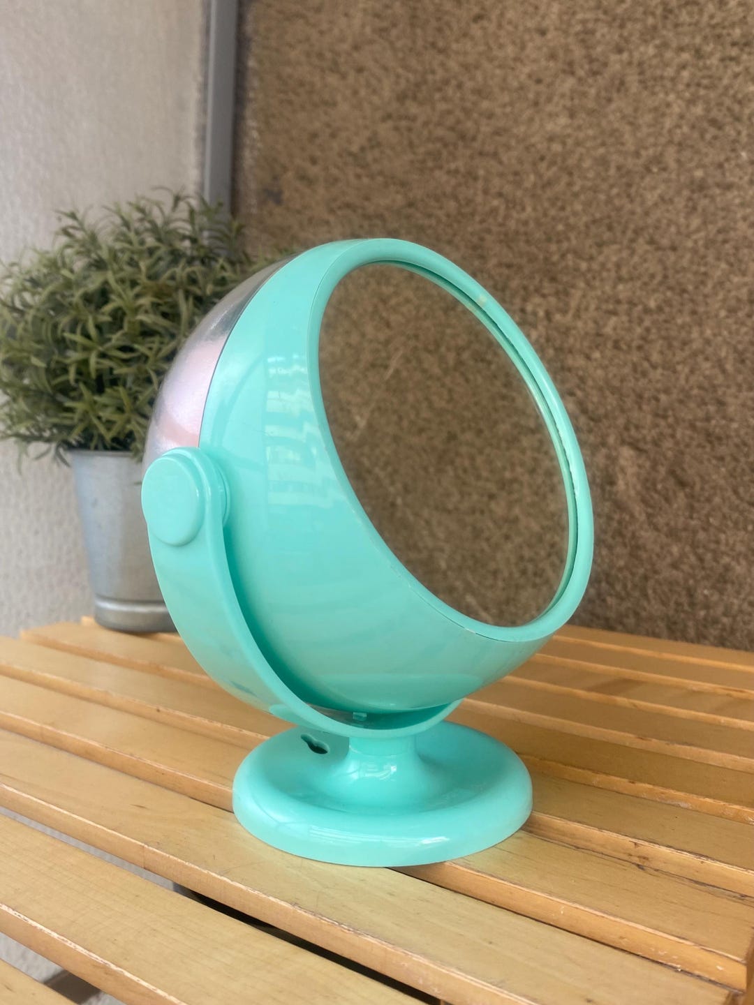 Vintage Space Age Vanity Mirror: Menthol Green Tabletop Makeup Mirror ...
