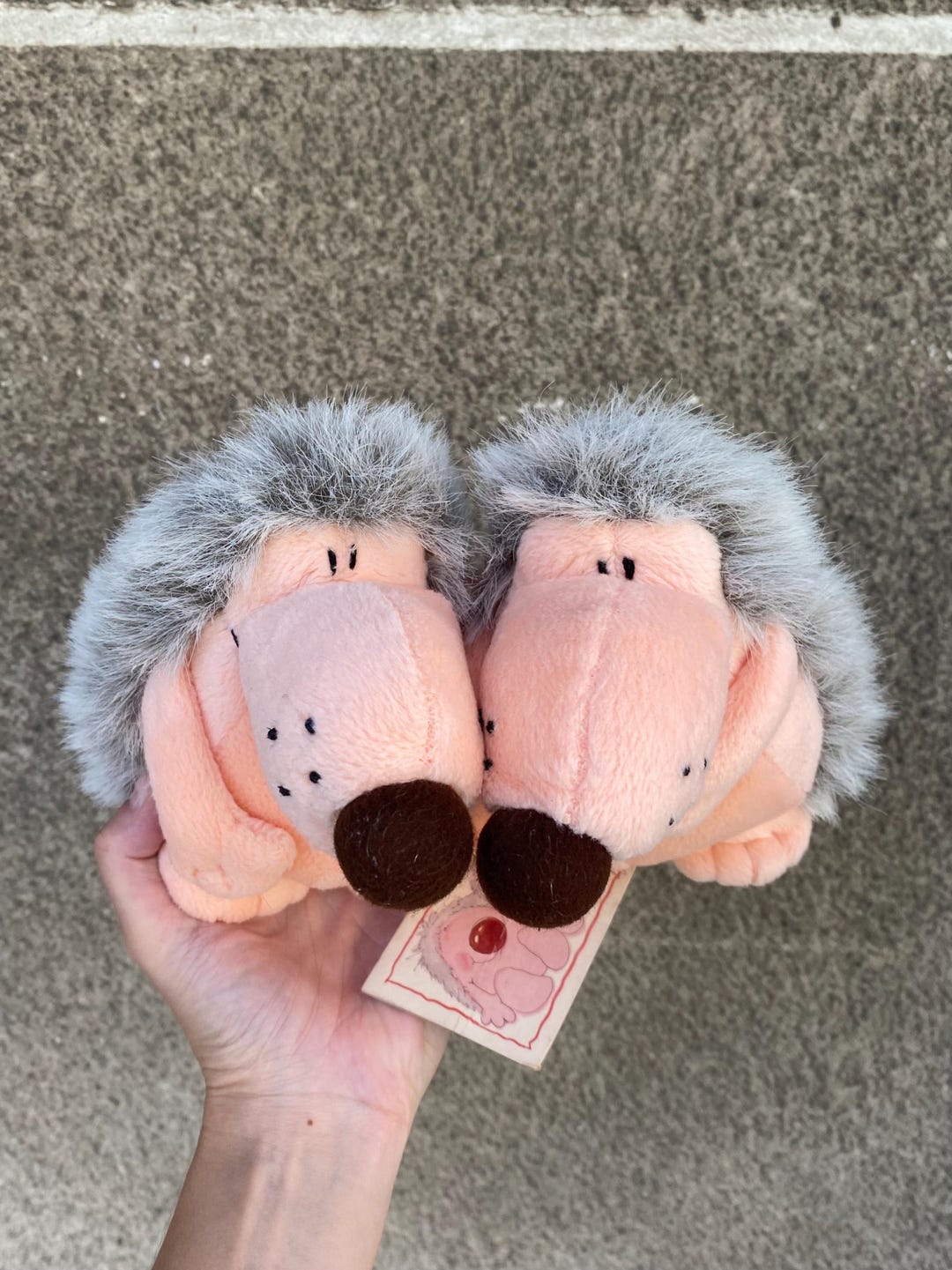 Vintage Andrew Brownsword a Couple of 2 Hugging Hedgehogs Plush Toys ...