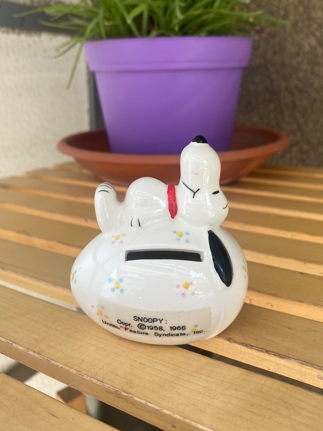 Vintage Snoopy Small Ceramic Money Bank 1958/1966, Cute Peanuts Snoopy ...