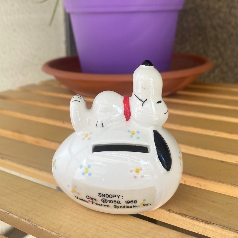 Snoopy Ceramic Piggy Bank - Etsy