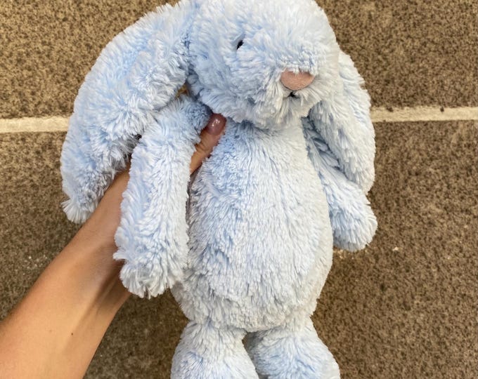 Jellycat Bashful Blue Bunny Plush Toy Medium Size, Cute Pale Blue ...