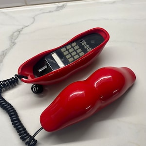 Vintage Red Lips Phone 1990s WORKING, Red Pop Art Kitsch Telephone ...
