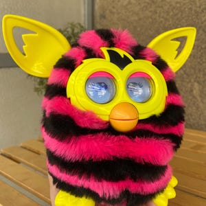 Pink Black Furby Boom Toy Straight Stripes 2013 WORKING, Hasbro ...
